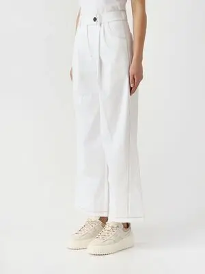 Max Mara Cotton Blend Wide Leg Trousers - White