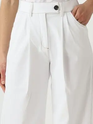 Max Mara Cotton Blend Wide Leg Trousers - White