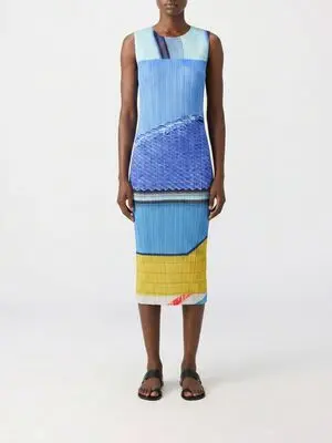 Issey Miyake Pleated Dress - Blue