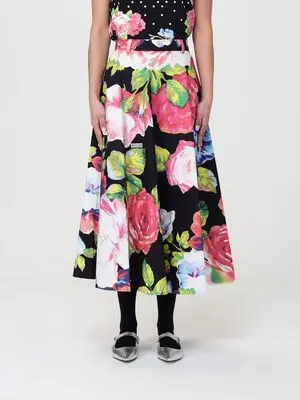 Moschino Floral Cotton Blend Midi Skirt - Black