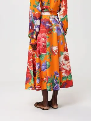 Moschino Floral Print Midi Skirt - Orange