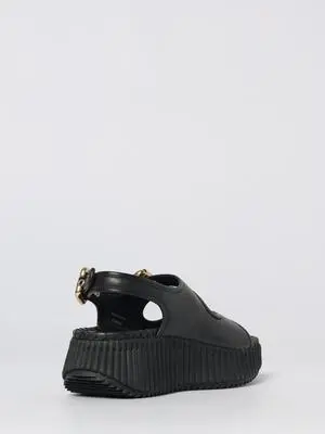 Chloé Nama Leather Platform Sandals - Black