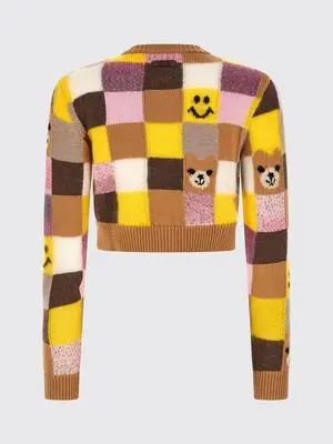 Moschino Plaid Wool Blend Crop Cardigan - Yellow