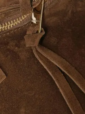 Orciani Suede Shoulder Bag With Fringe Detail - Cocoa