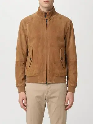 BARACUTA Suede Bomber Jacket - Beige