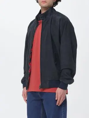 BARACUTA Suede Bomber Jacket - Blue