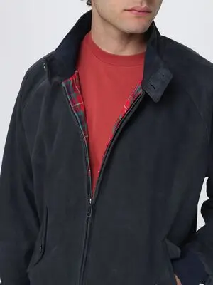 BARACUTA Suede Bomber Jacket - Blue