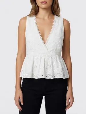 Pinko Eyelet Lace V-neck Peplum Top
