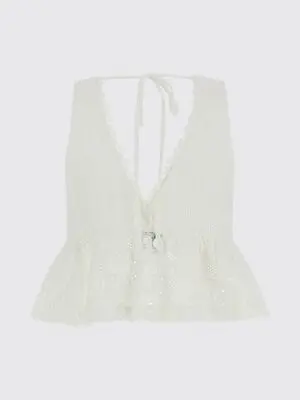 Pinko Eyelet Lace V-neck Peplum Top