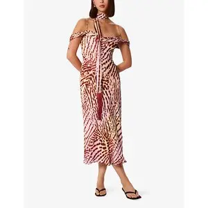 Whistles Orchid-print Woven Midi Dress - Multi-coloured