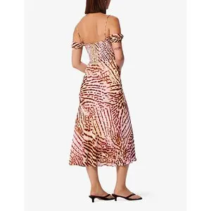 Whistles Orchid-print Woven Midi Dress - Multi-coloured