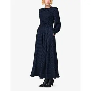 RO&ZO Checked Shirred-bodice Woven Maxi Dress