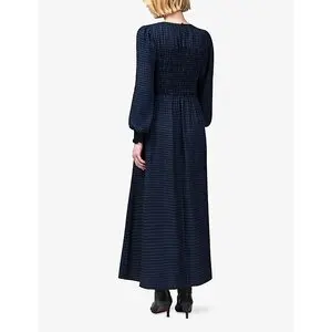RO&ZO Checked Shirred-bodice Woven Maxi Dress