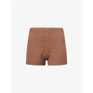 Devon Windsor Gem Metallic Knit Shorts - Truffle