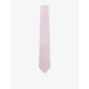 BOSS Square-Pattern Silk-Blend Tie Open Purple