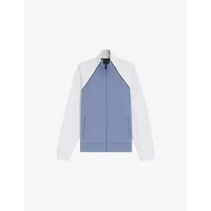 BOSS Contrast-panel Piqué-textured Cotton-blend Tracksuit Top - Light/pastel Blue