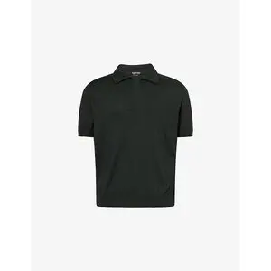 TOM FORD Open-collar Short-sleeve Cotton And Silk-blend Polo Top - Forest