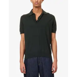 TOM FORD Open-collar Short-sleeve Cotton And Silk-blend Polo Top - Forest