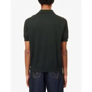 TOM FORD Open-collar Short-sleeve Cotton And Silk-blend Polo Top - Forest