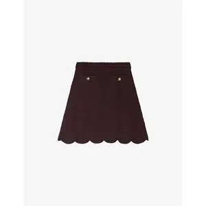 Sandro Decorative Button-embellished Stretch-knit Mini Skirt - Brown