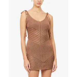 Devon Windsor Halle Metallic-knit Mini Dress