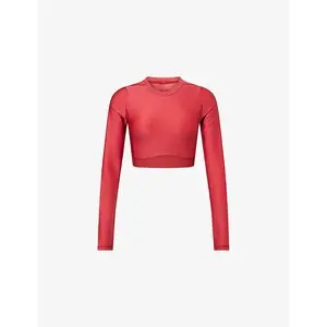 On Train Year Of The Horse Lg-sleeve Crop Top - Sienna