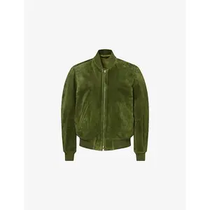 TOM FORD Perforated Cashmere Suede Bomber Jacket - Chive