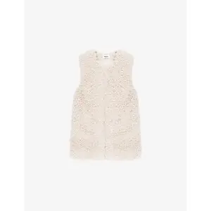 RO&ZO Round-neck Longline Faux-shearling Gilet - Ivory