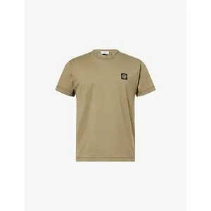 Stone Island Crewneck Logo-patch Cotton T-shirt - Military Green