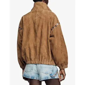 Sandro Studded Relaxed-fit Suede Jacket