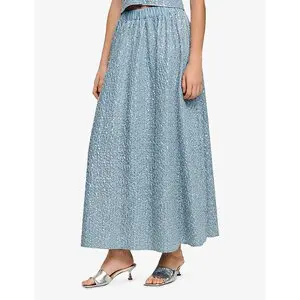 Sandro Sequined Elasticated-waist Woven Maxi Skirt