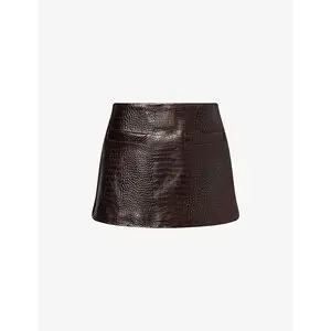 THE FRANKIE SHOP Rory Croc-effect Leather Mini Skirt - Dark Brown