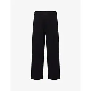 Jacquemus Embroided-logo Wide-leg Cotton Jogging Bottoms - Black