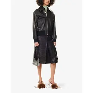 Rabanne Croc-effect Leather Midi Skirt