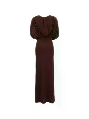 DES_PHEMMES Draped Maxi Dress - Brown