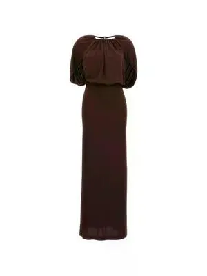 DES_PHEMMES Draped Maxi Dress - Brown
