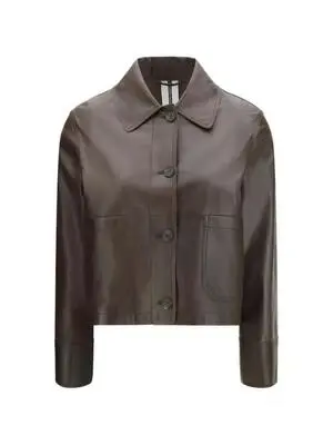 SWORD 6644 Buttoned Leather Jacket - Brown