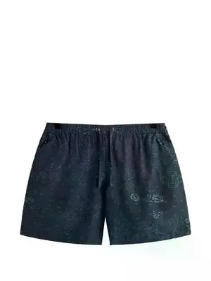 Kith Cupro Linen Print Shorts - Blue