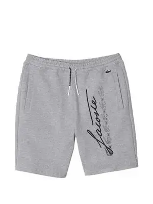 Lacoste Signature Print Cotton Shorts - Grey