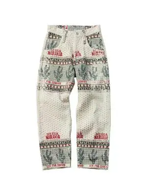 KURO Double Cloth Printed Trousers - Neutrals