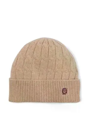 Sandro Cable-knit Embroidered Beanie Hat - Neutrals