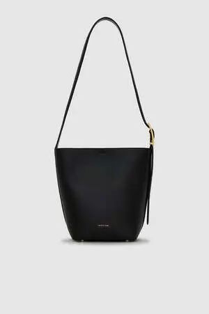 ANINE BING Elly Medium Bucket Bag Grained Leather - Black