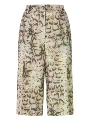 Pinko Snake-print Linen Shorts