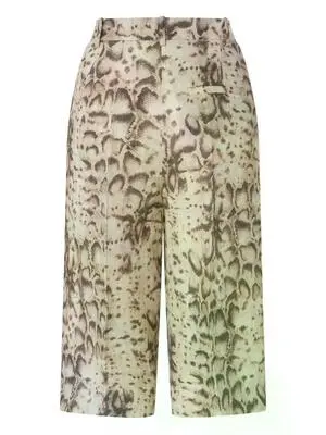Pinko Snake-print Linen Shorts