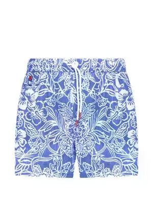 Kiton Floral Swim Shorts - Blue