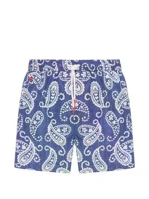 Kiton Paisley Drawstring Swim Shorts - Blue