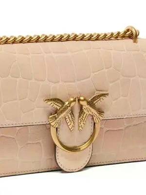 Pinko Crocodile-effect Bird Chain Crossbody Bag