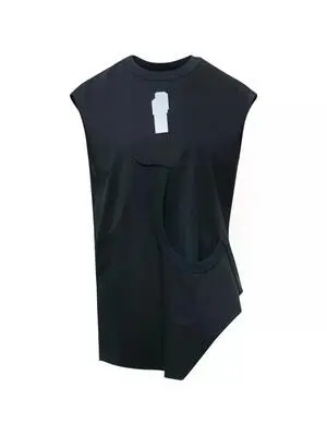 ORDINARY COUTURE CODE Asymmetric Sleeveless Top - Black