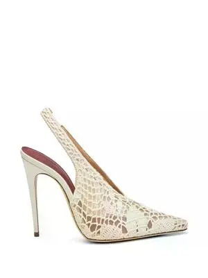 Magda Butrym Lace Overlay Slingback Sandals - White