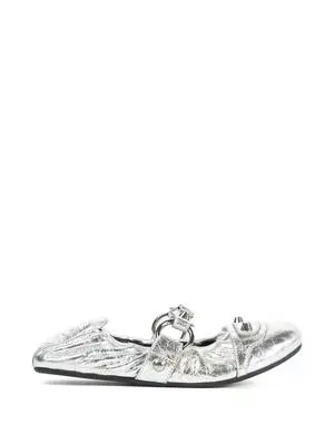 Balenciaga Studded Strap Ballet Flats - Silver